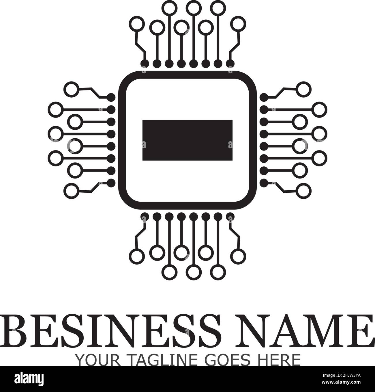 CPU processor line vector icon for websites and mobile flat design ...