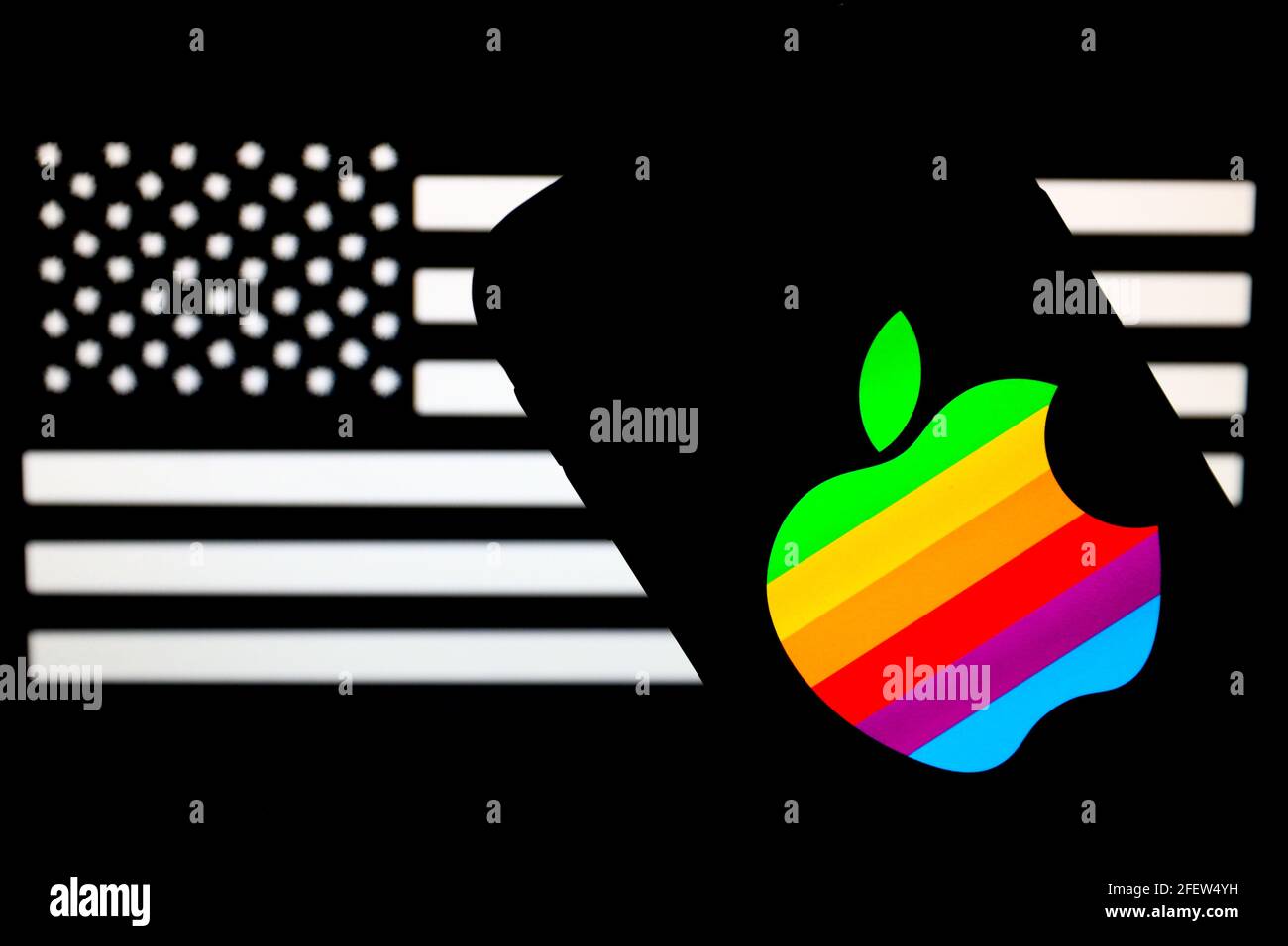 In this photo illustration an Apple technology company app logo seen ...