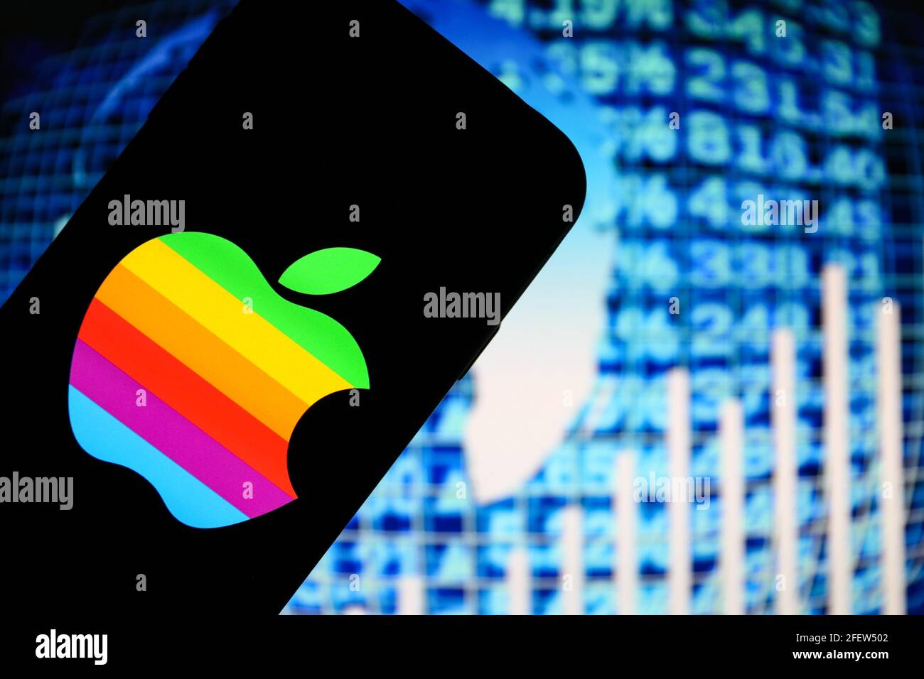 In this photo illustration an Apple technology company app logo seen ...