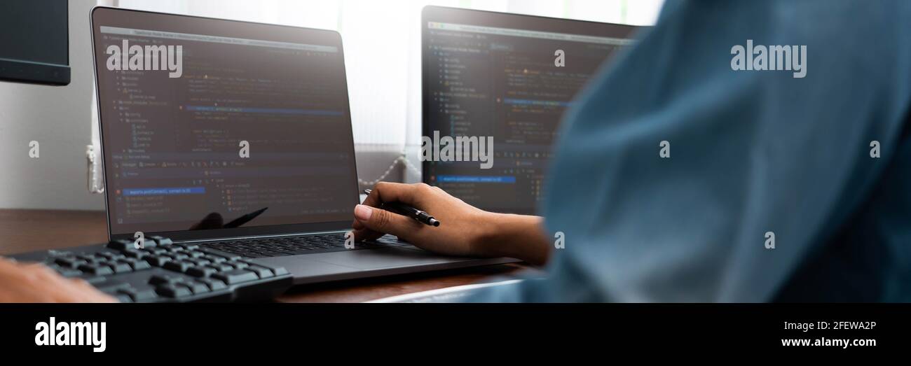 Programmer Or Software Developer Typing New Lines Of Code Coding