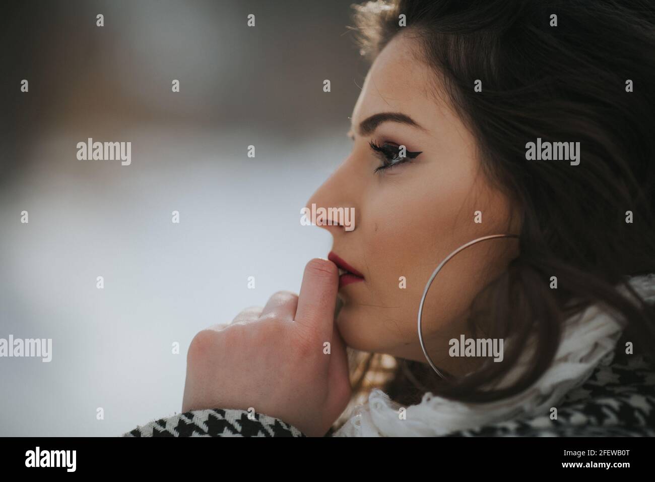 Bosnian beautiful woman with a thoughtful face Stock Photo - Alamy
