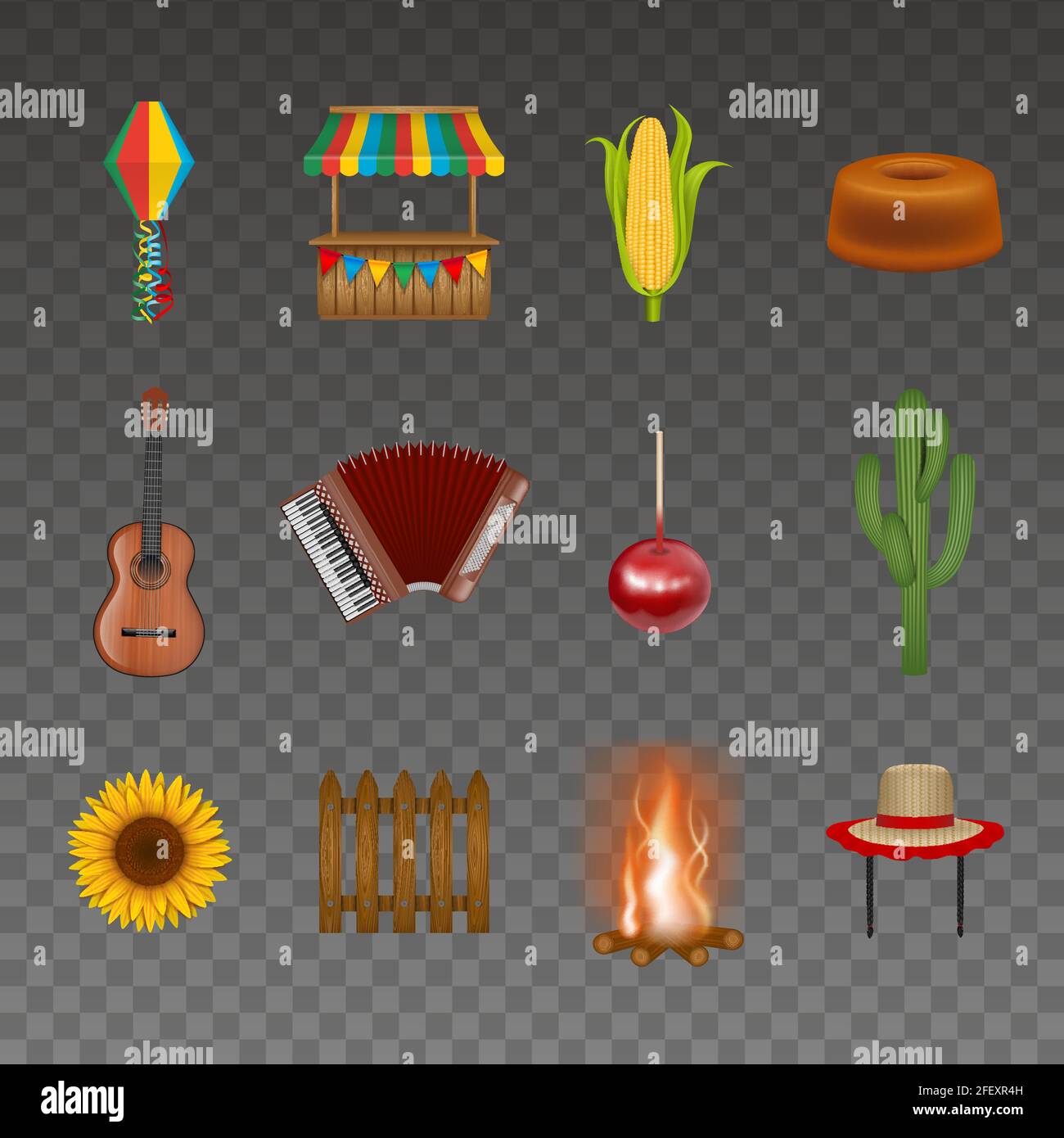 Set of festa junina isolated elements. Brazilian june festival symbols ...