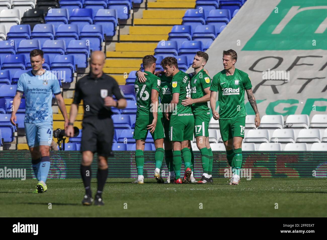 Alan Browne #8 of Preston North End celebrates his goal with his team ...