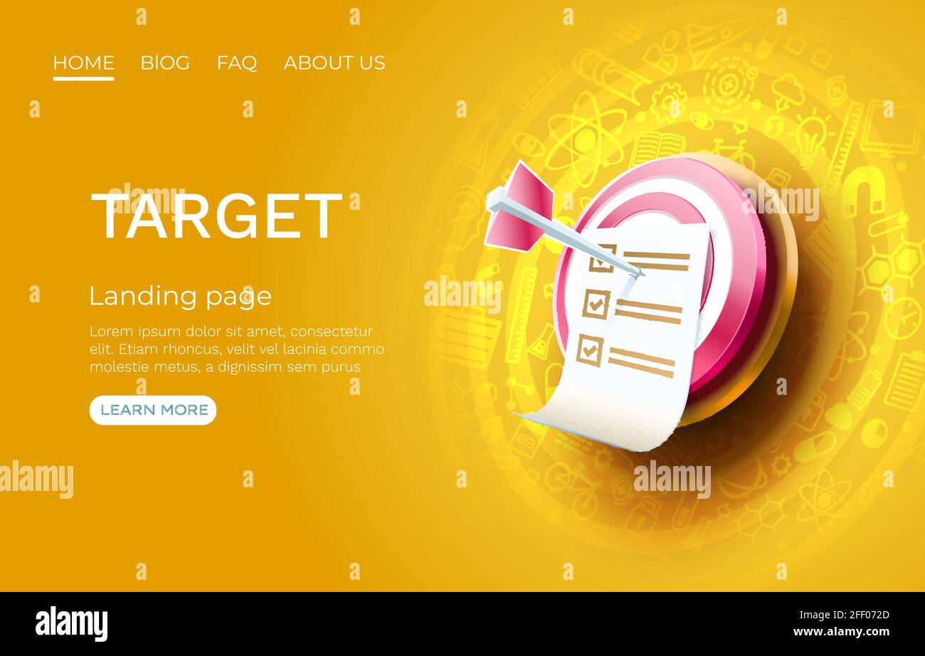 Target landing page, banner business 3d icon. Vector illustration Stock ...
