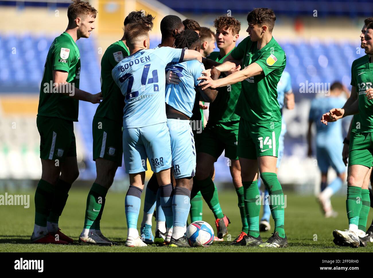 Tempers flare between Coventry City's Fankaty Dabo and Preston North ...