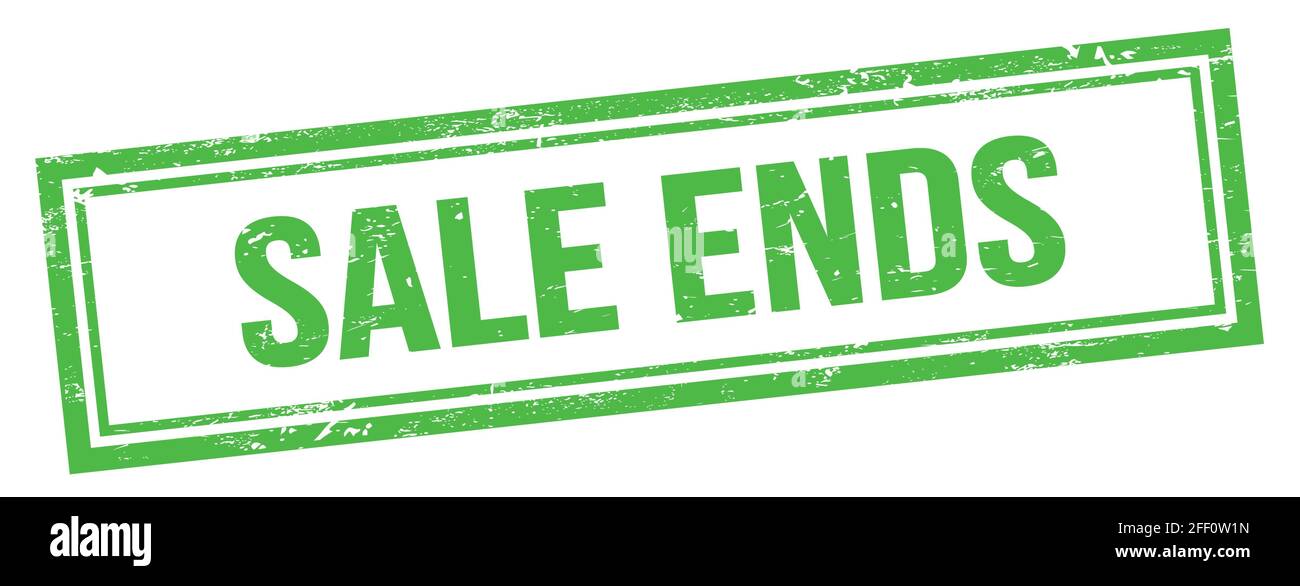 SALE ENDS text on green grungy vintage rectangle stamp Stock Photo - Alamy