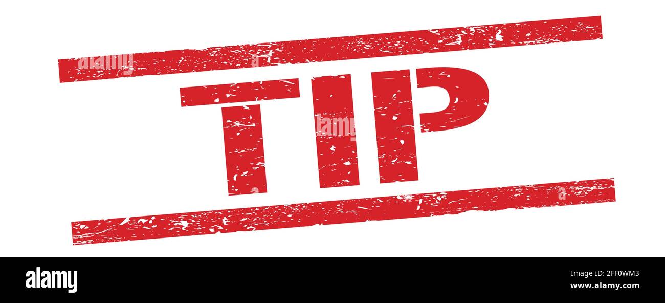 TIP text on red grungy rectangle stamp sign Stock Photo - Alamy