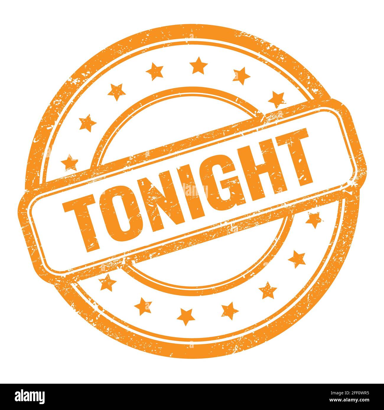 TONIGHT text on orange grungy vintage round rubber stamp Stock Photo ...