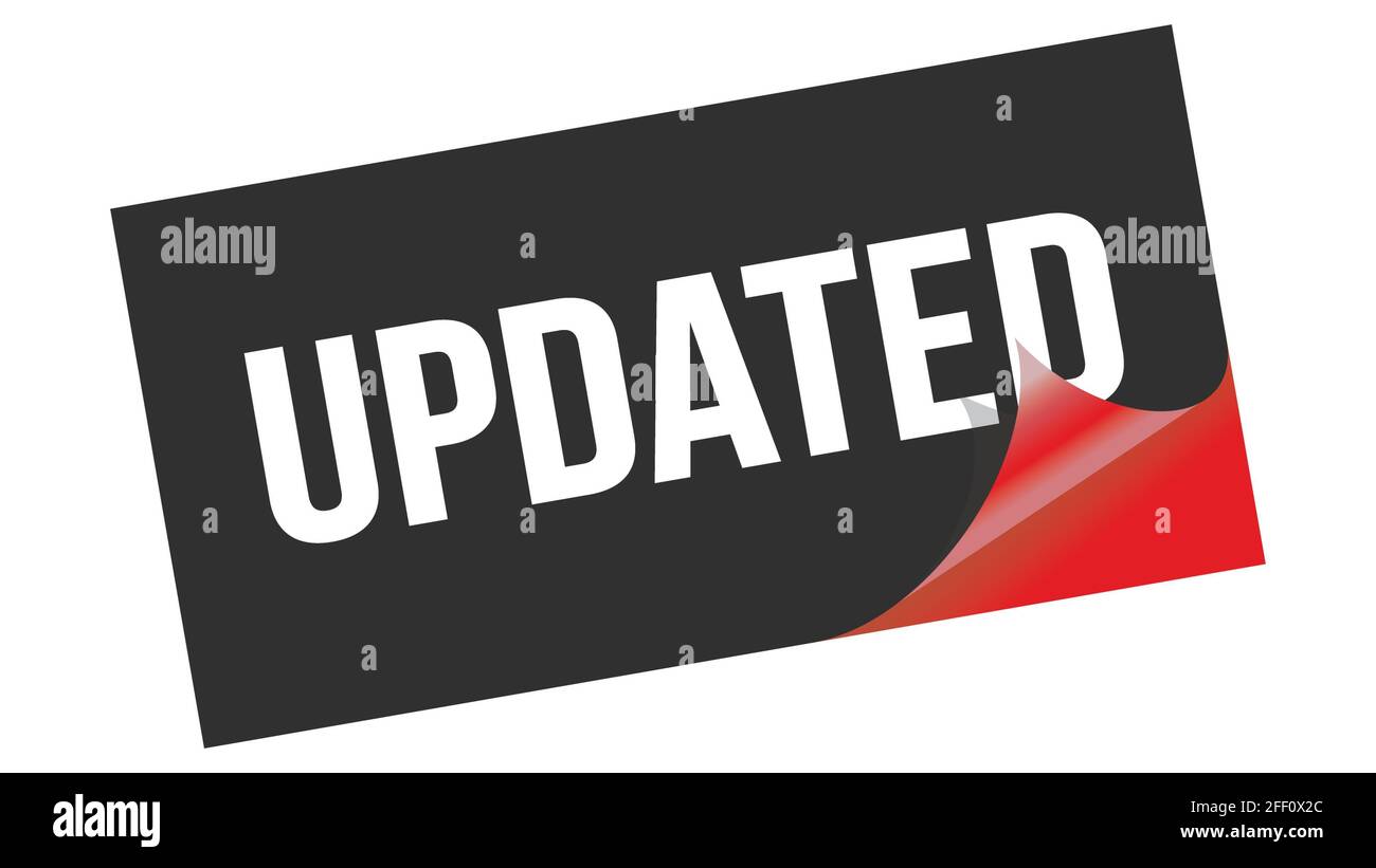 UPDATED text written on black red sticker stamp Stock Photo - Alamy