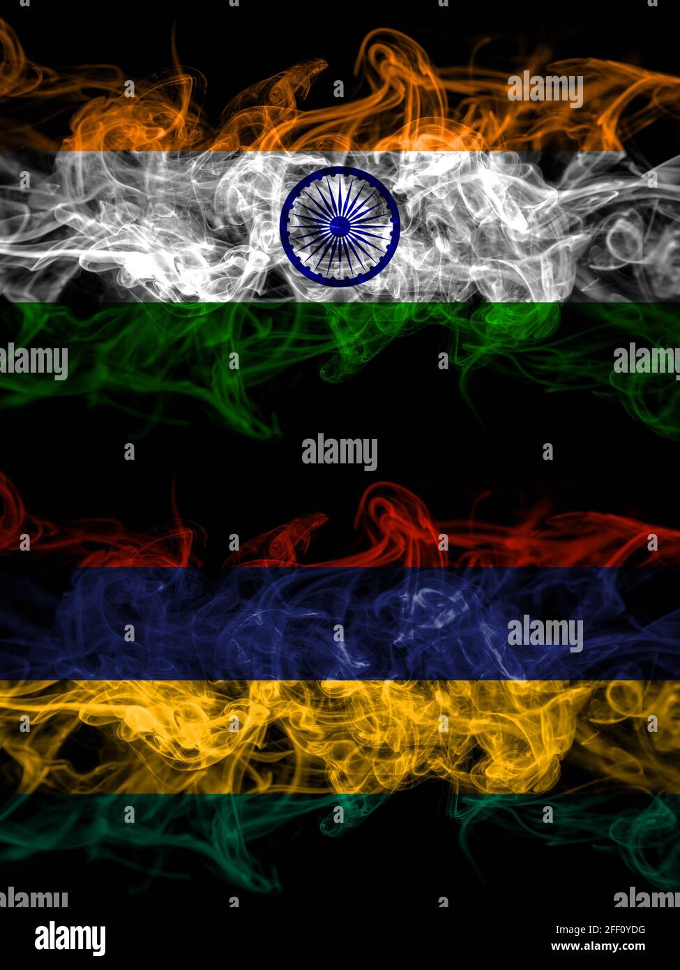 India, Indian vs Mauritius smoky mystic flags placed side by side ...