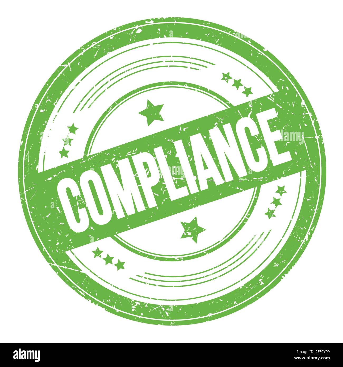 COMPLIANCE text on green round grungy texture stamp Stock Photo - Alamy