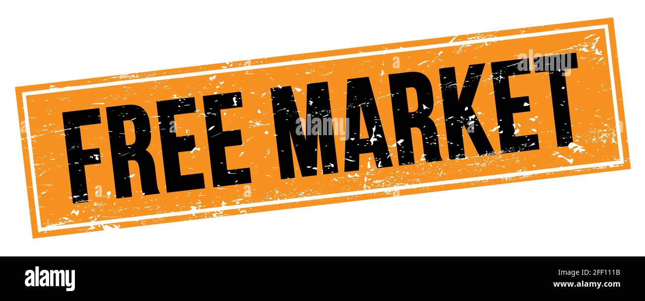 FREE MARKET text on black orange grungy rectangle stamp sign Stock ...