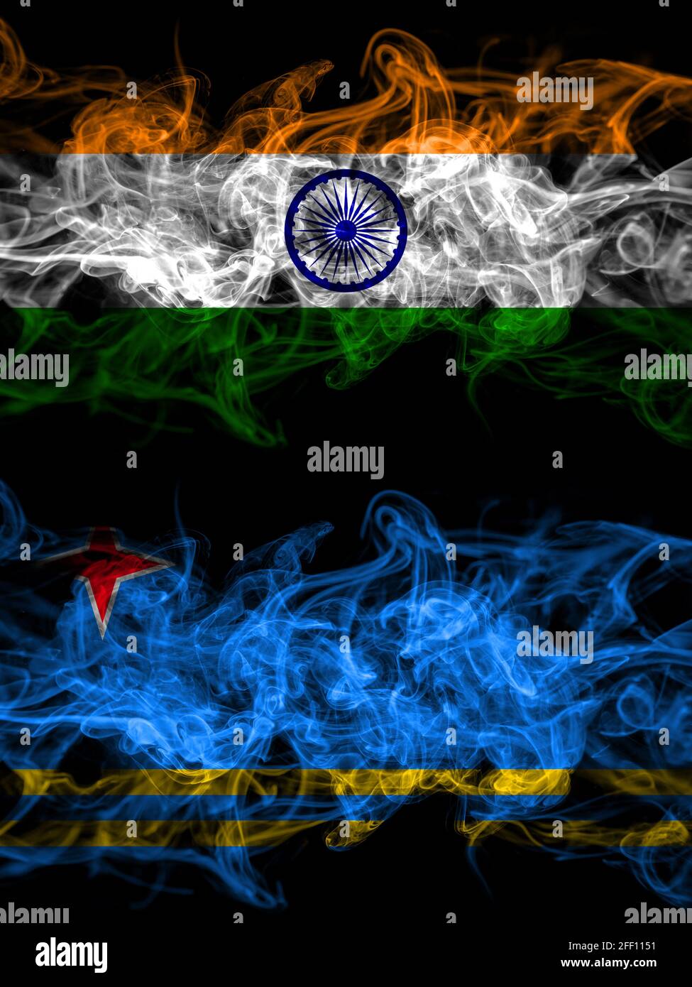 India, Indian vs Netherlands, Dutch, Holland, Aruba smoky mystic flags ...