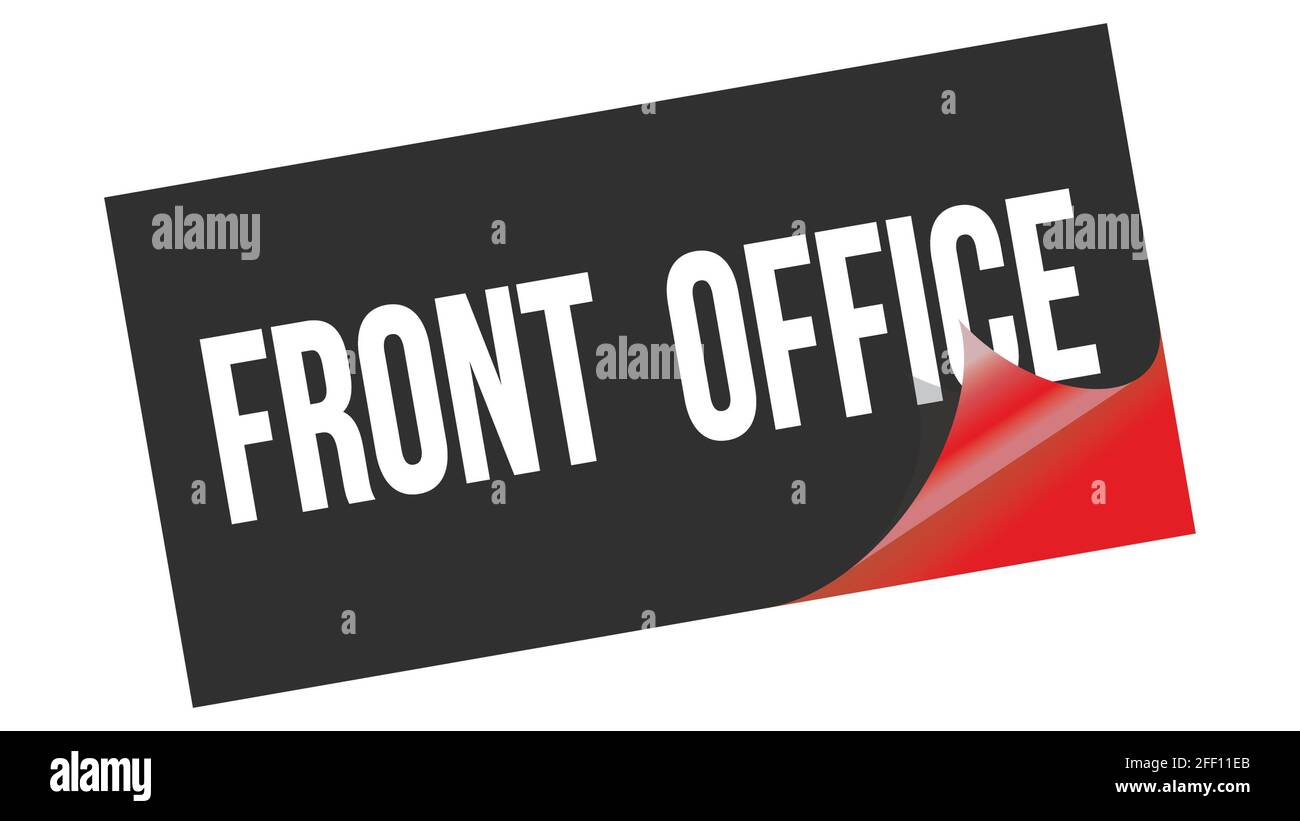 FRONT OFFICE text written on black red sticker stamp Stock Photo - Alamy