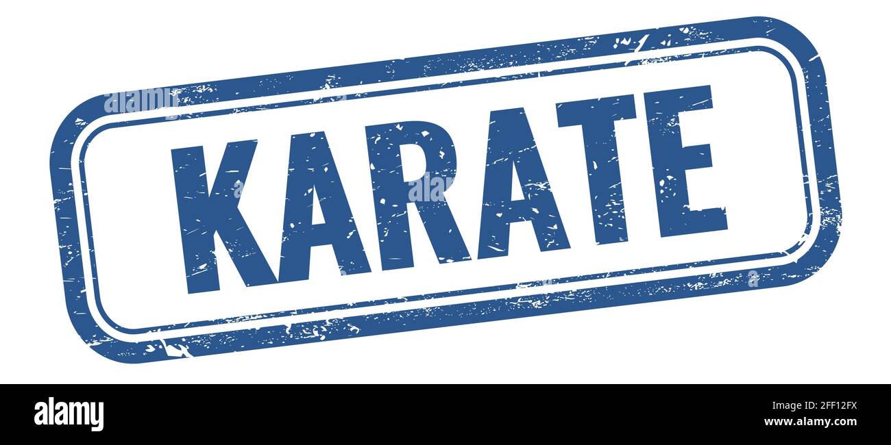 KARATE text on blue grungy vintage rectangle stamp Stock Photo - Alamy