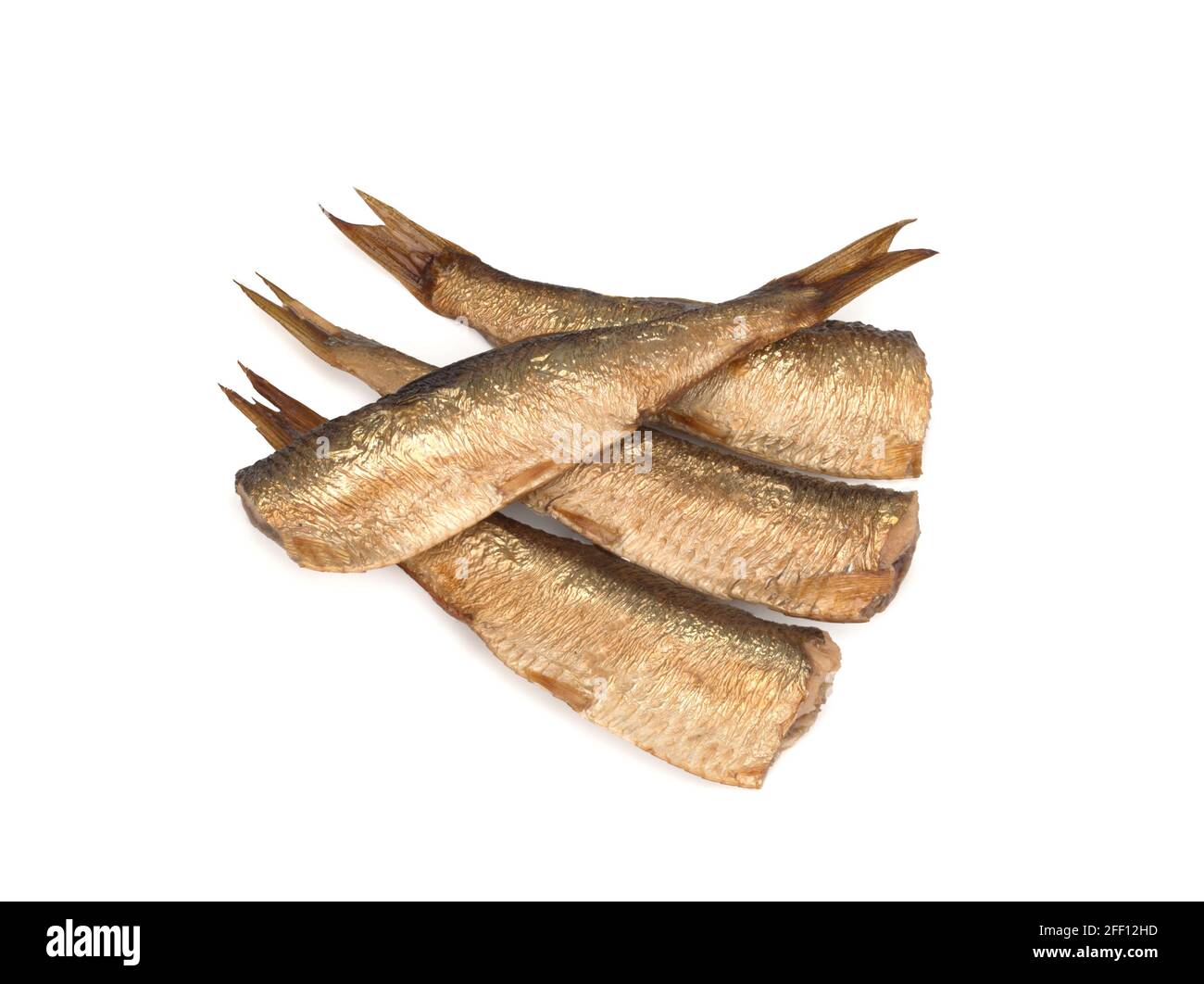 Smoked european sprats isolated on a white Stock Photo - Alamy