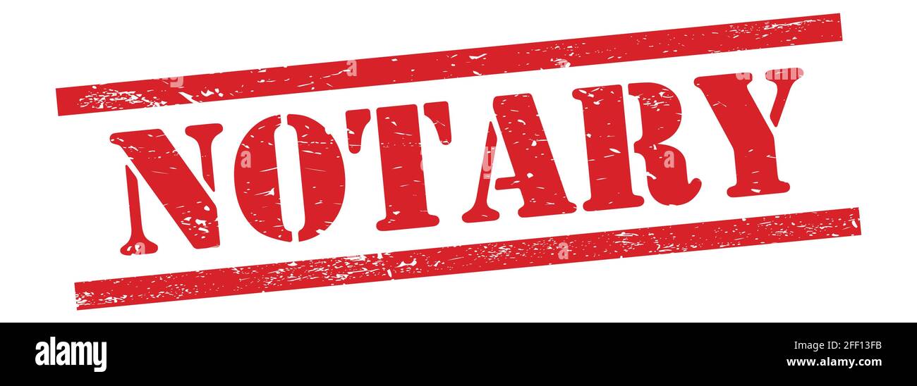 NOTARY text on red grungy vintage rubber stamp Stock Photo - Alamy