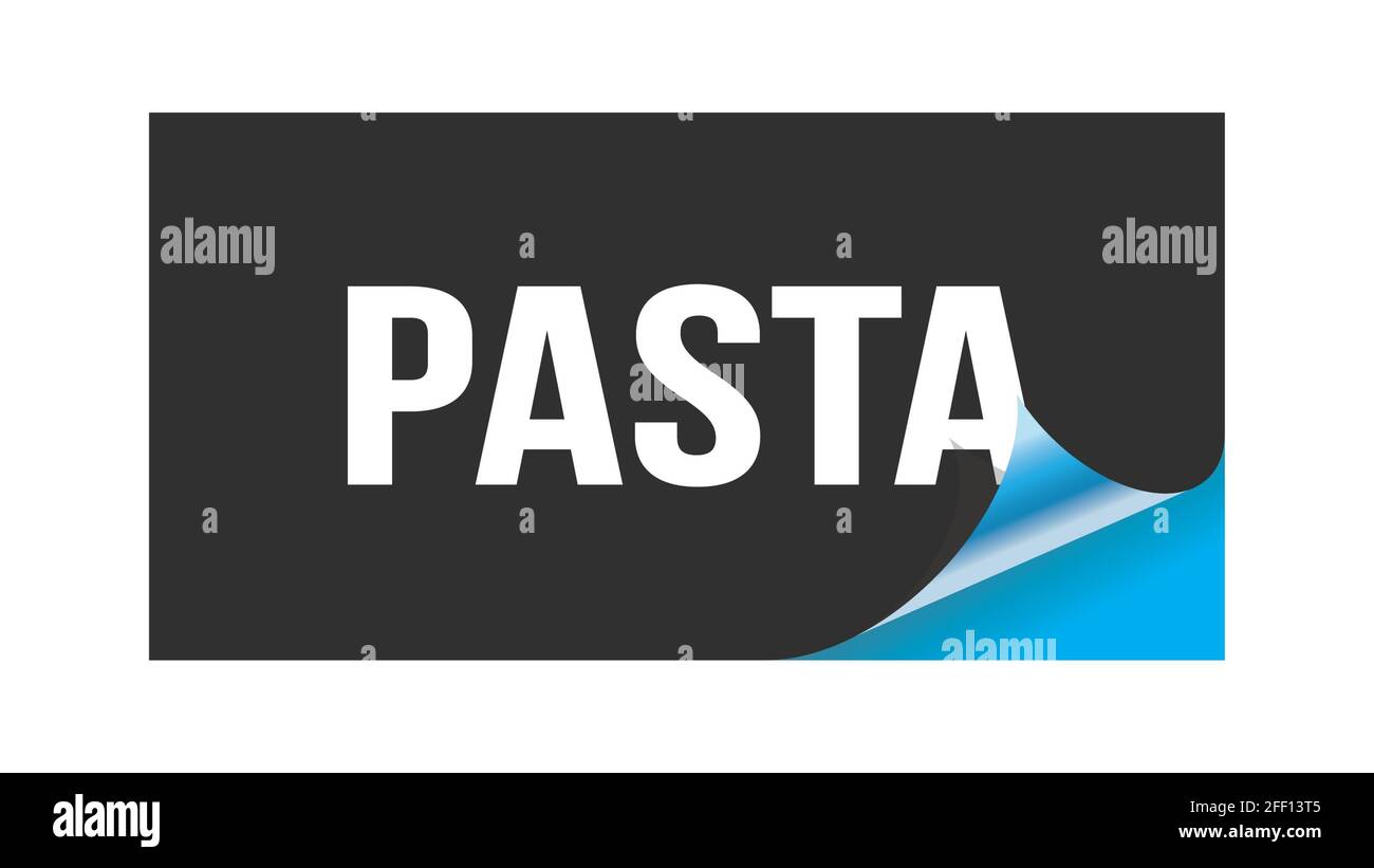 PASTA text written on black blue sticker stamp Stock Photo - Alamy