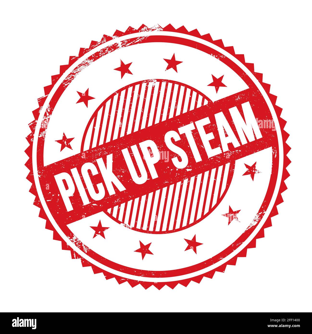 PICK UP STEAM Text Written On Red Grungy Zig Zag Borders Round Stamp pick-up-steam-text-written-on-red-grungy-zig-zag-borders-round-stamp
