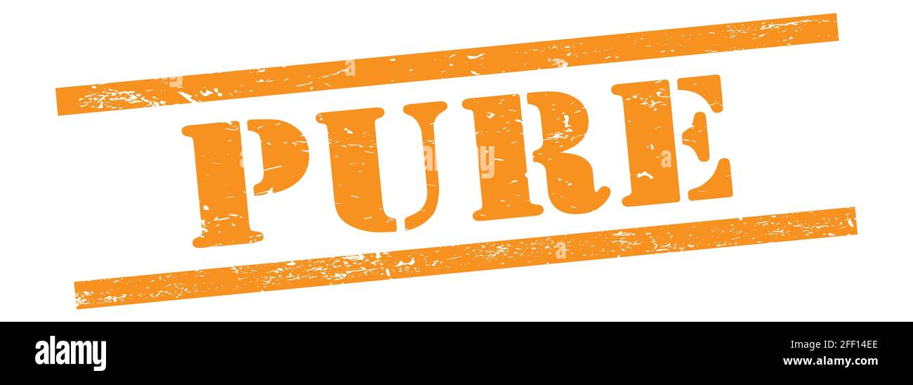 PURE text on orange grungy vintage rubber stamp Stock Photo - Alamy