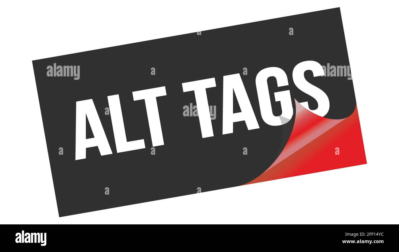 ALT TAGS text written on black red sticker stamp Stock Photo - Alamy