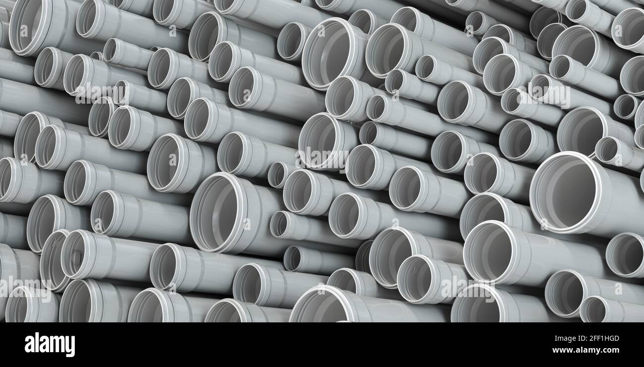PVC plastic pipes and tubes background. 3d illustration Stock Photo - Alamy