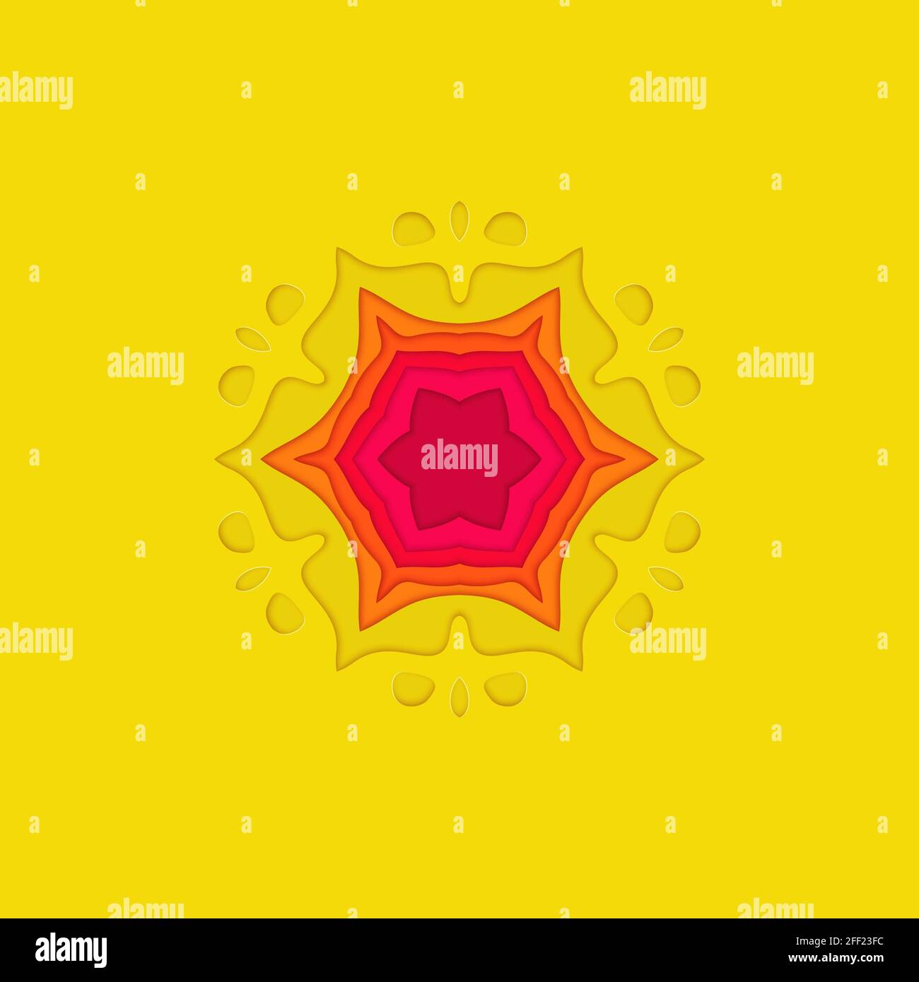 Yellow cut-out paper background of the hole on the sheet. Abstract ...