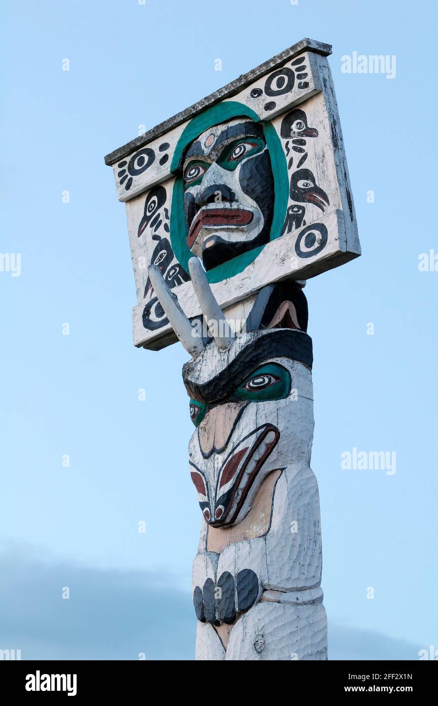 Moon with Human Spirit Face above Mountain Goat above Bear Holding ...