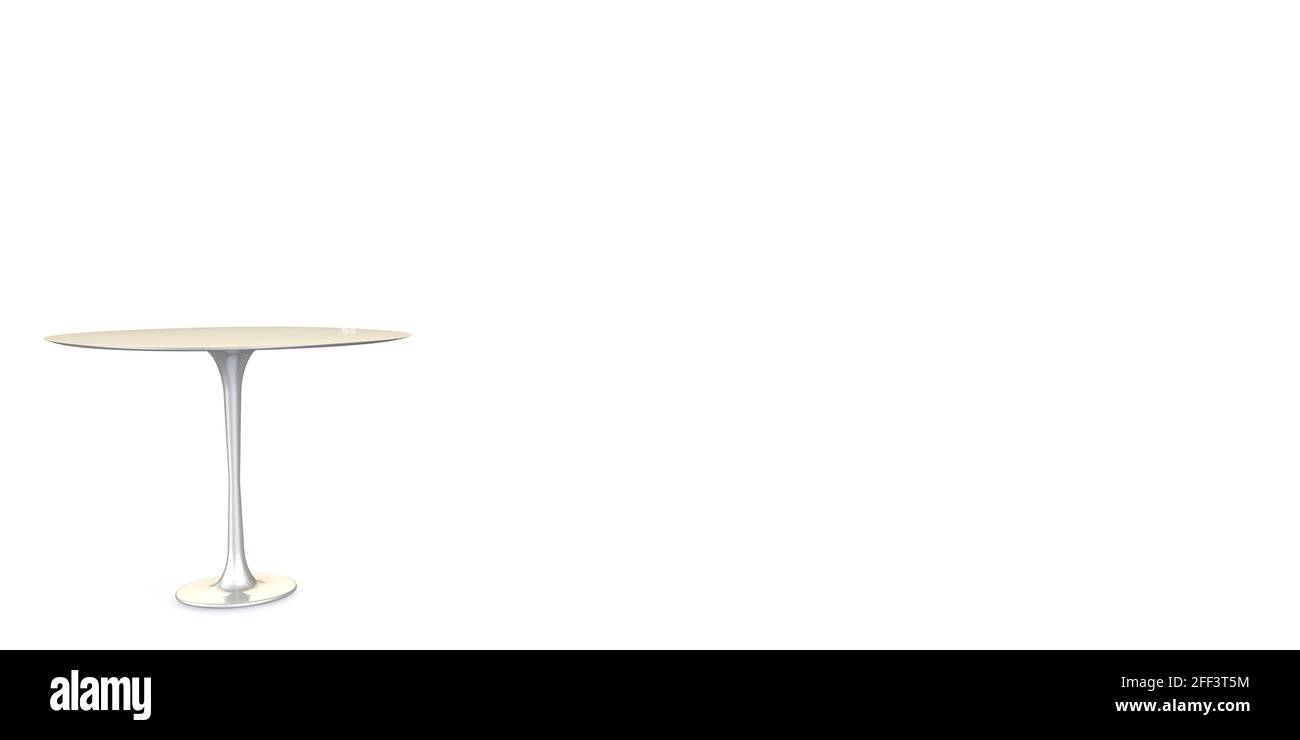 Metal silver table on a white insulated background. Free space on the ...