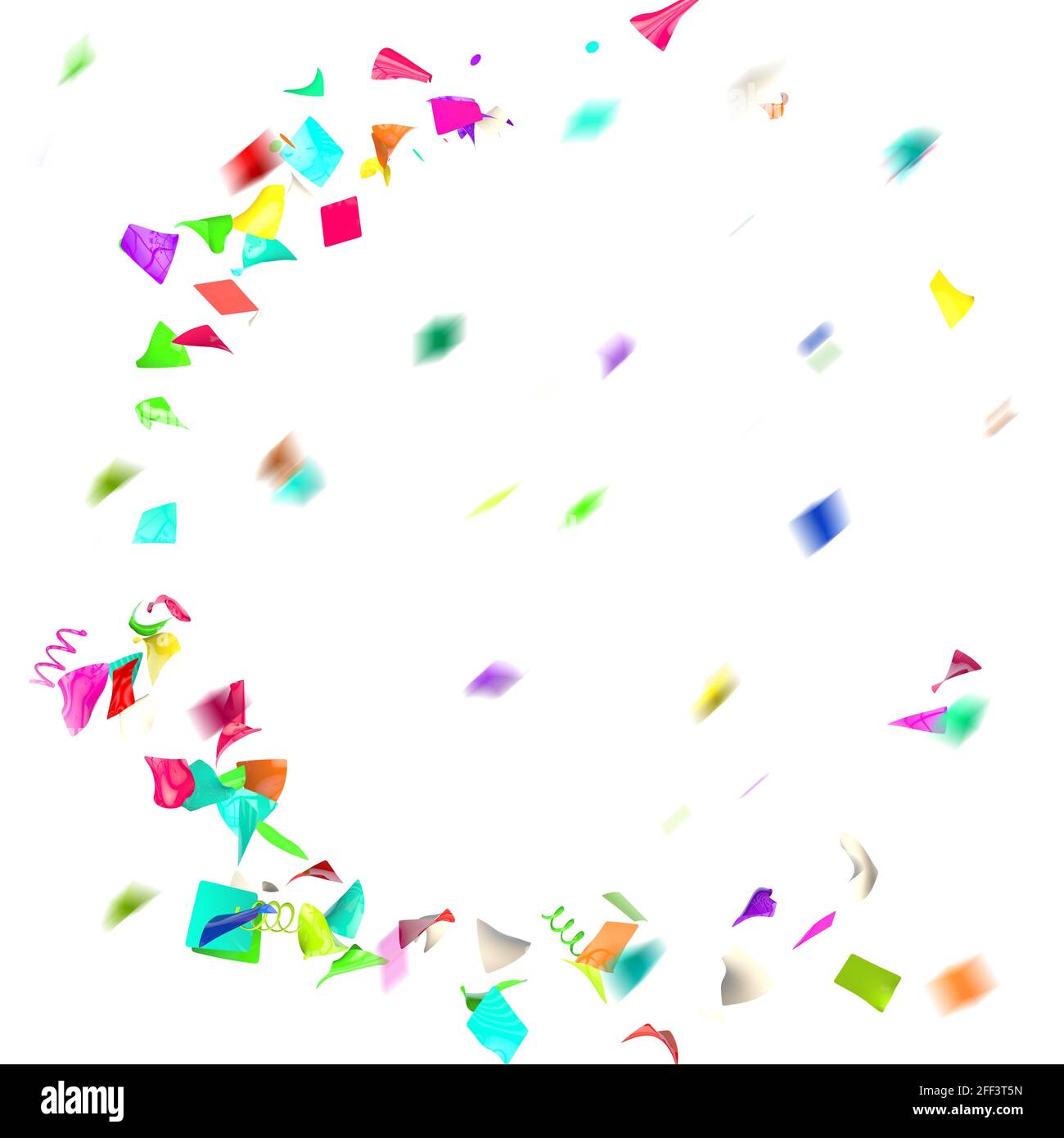 Colorful confetti fly in a circle against the background of smeared ...
