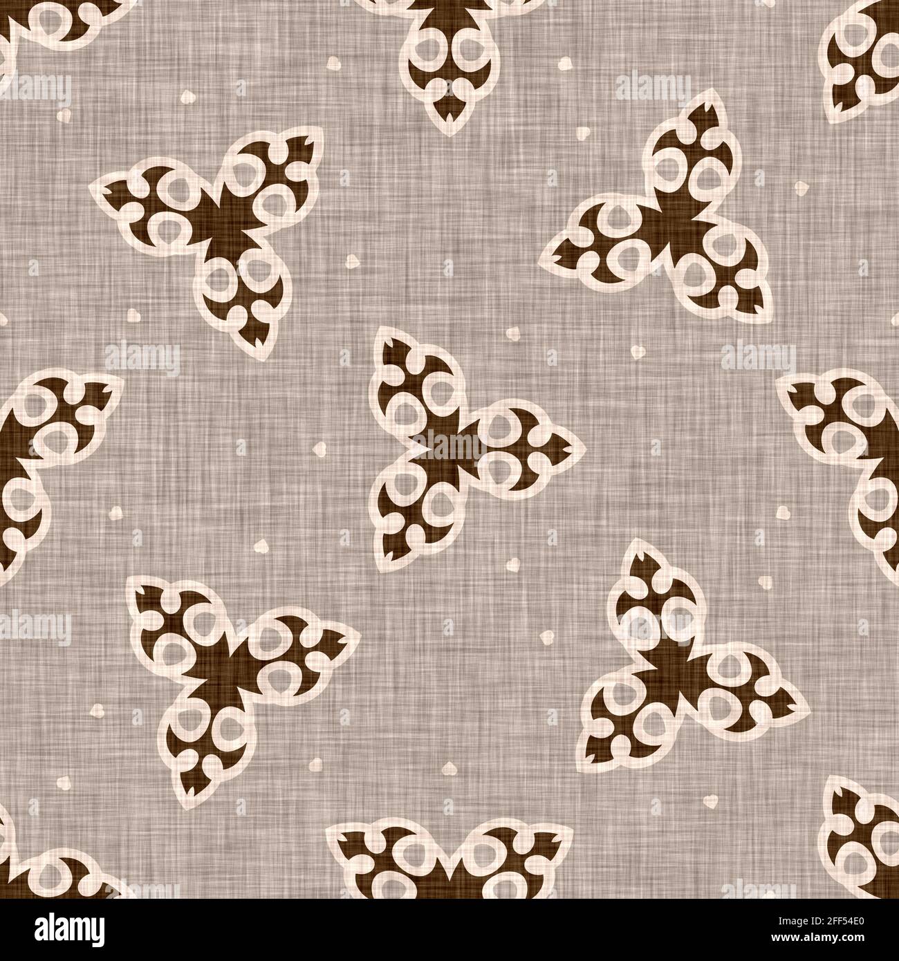 Seamless linen doodle floral pattern background. Calm boho earthy tone ...