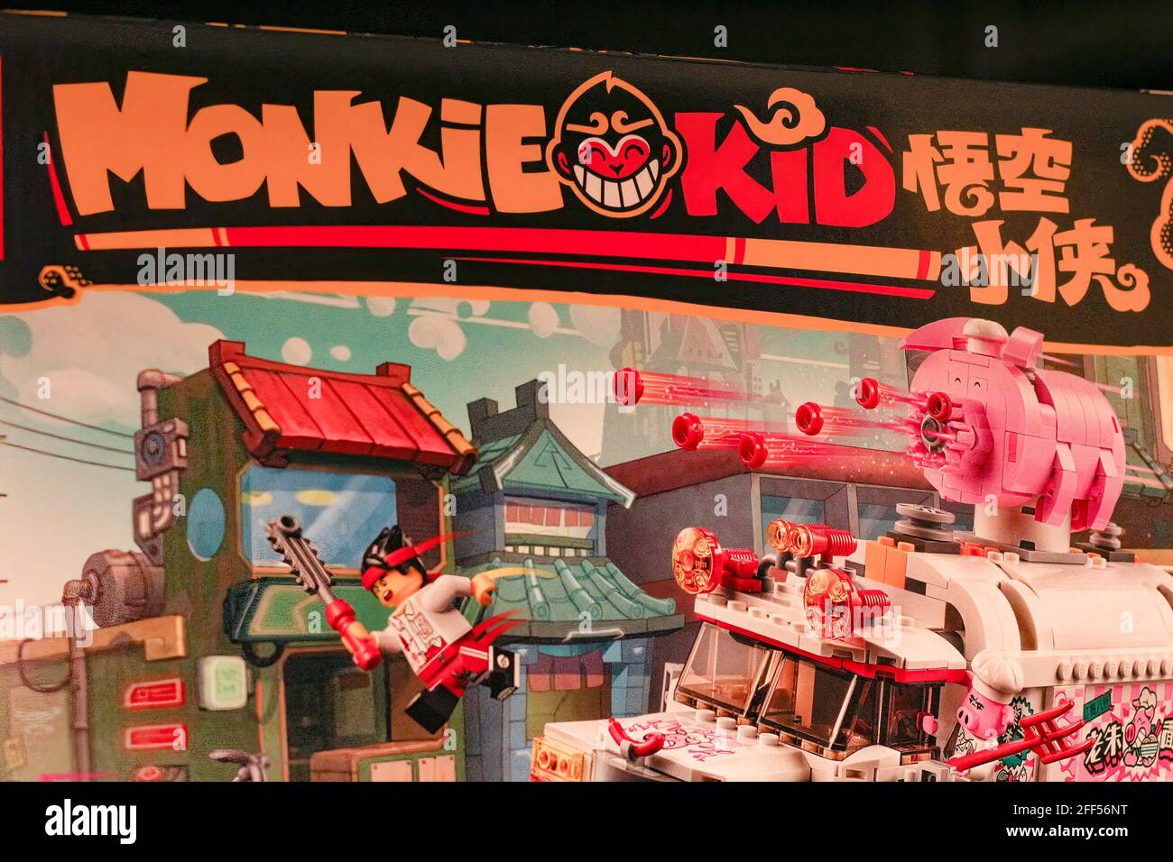 Shanghai, China. 17th Apr, 2021. A Lego box featuring "Monkie Kid" as a ...