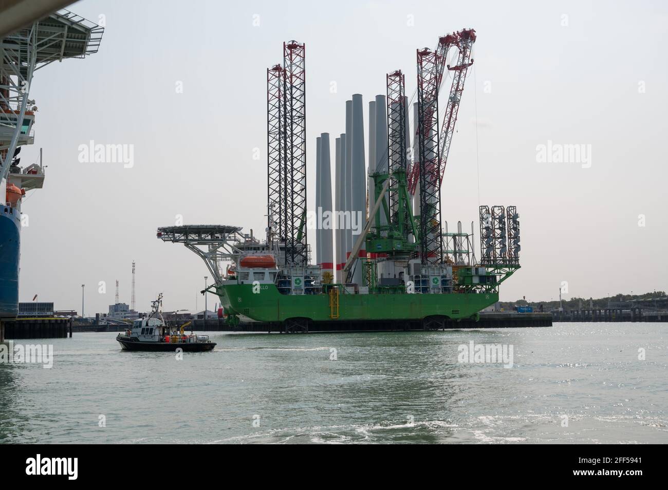 DEME Apollo DP2 installation vessel in the harbor of Ostend, Belgium ...