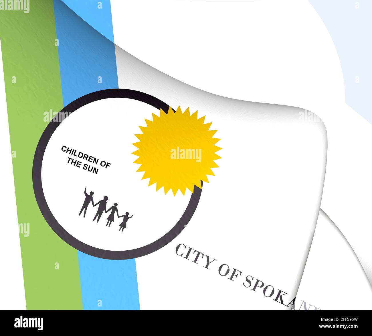 3D Flag of Spokane (Washington state), USA. 3D Illustration Stock Photo ...