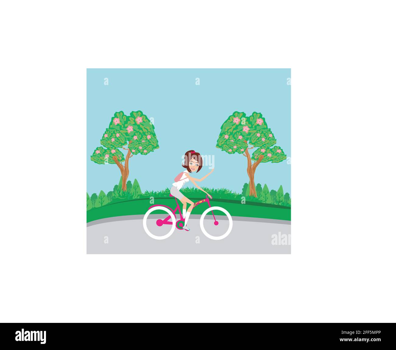 Cyclist woman riding on bike Stock Vector Images - Alamy