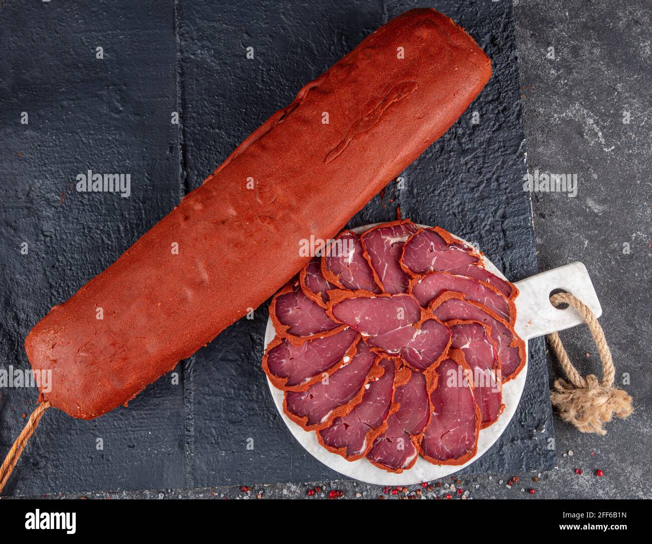 Turkish bacon, pastrami ( kayseri pastirma ) Fresh sliced pastrami ...