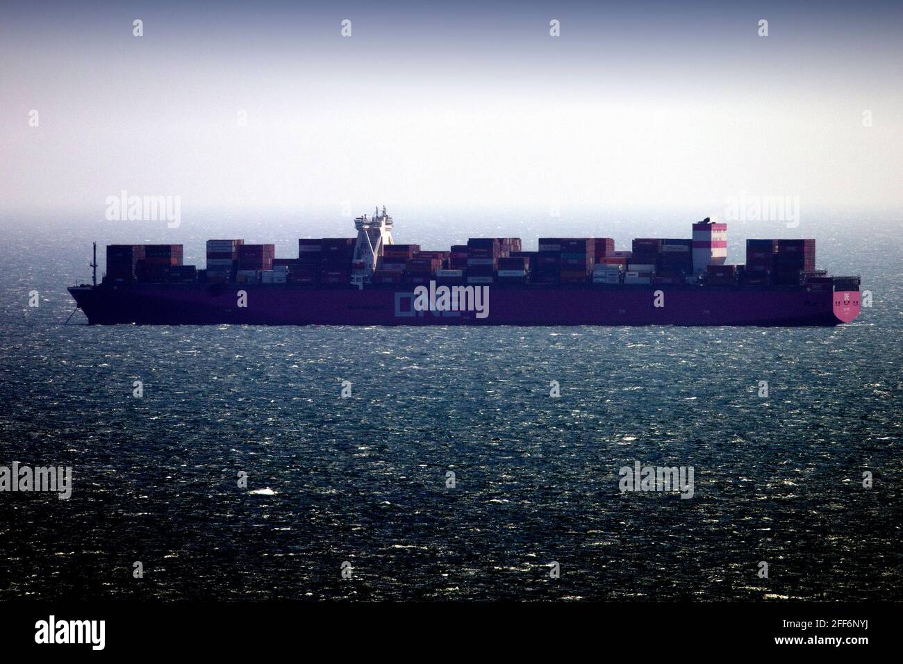 Container Ship,anchored, Sandown Bay, Isle of Wight,England,UK Stock ...