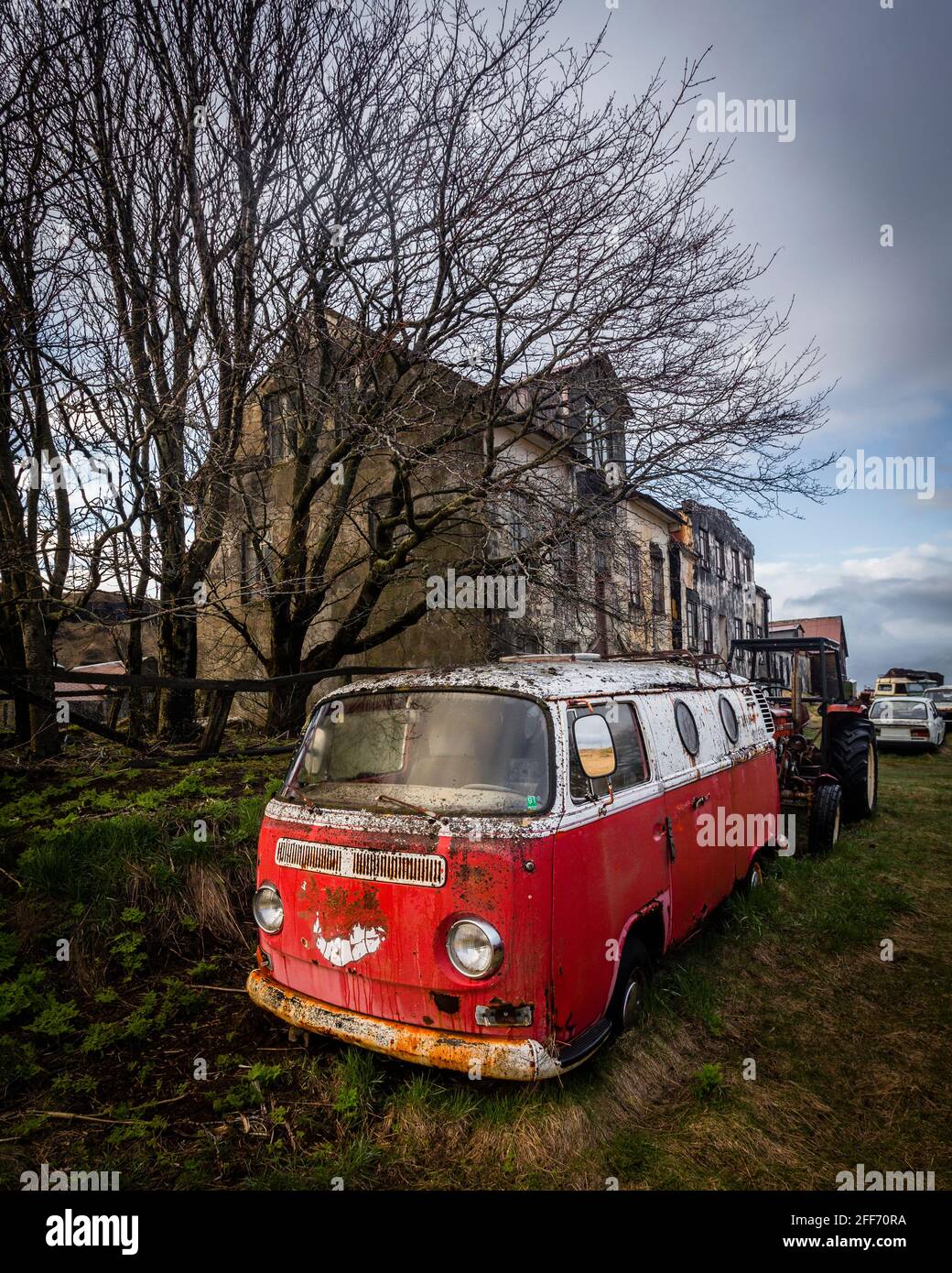 This abandoned red VW camper is one of the many abandoned vehicles at ...