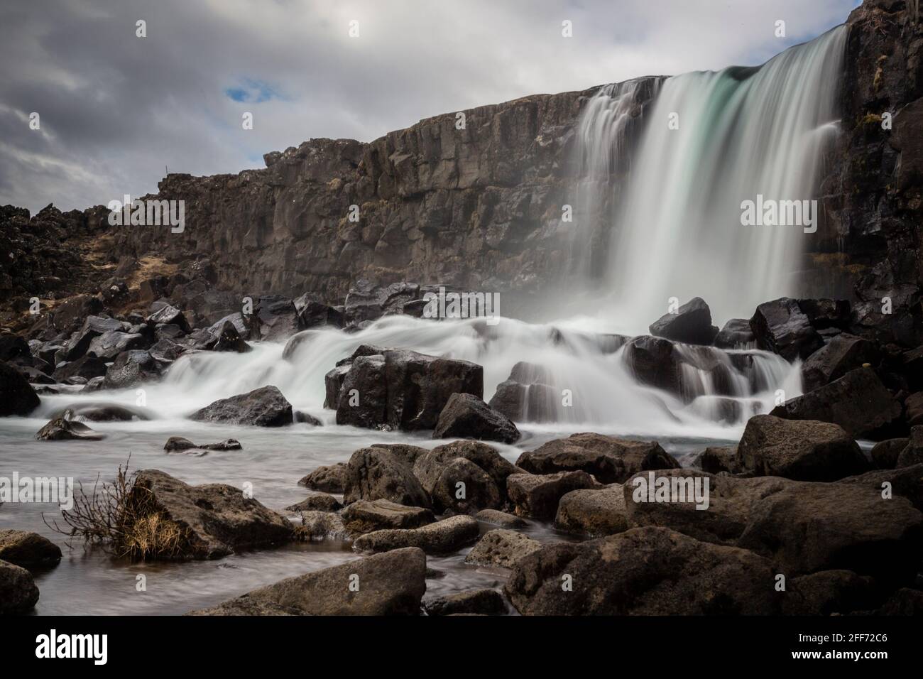 Oxarafoss waterfall in Thingvellir National Park Stock Photo - Alamy