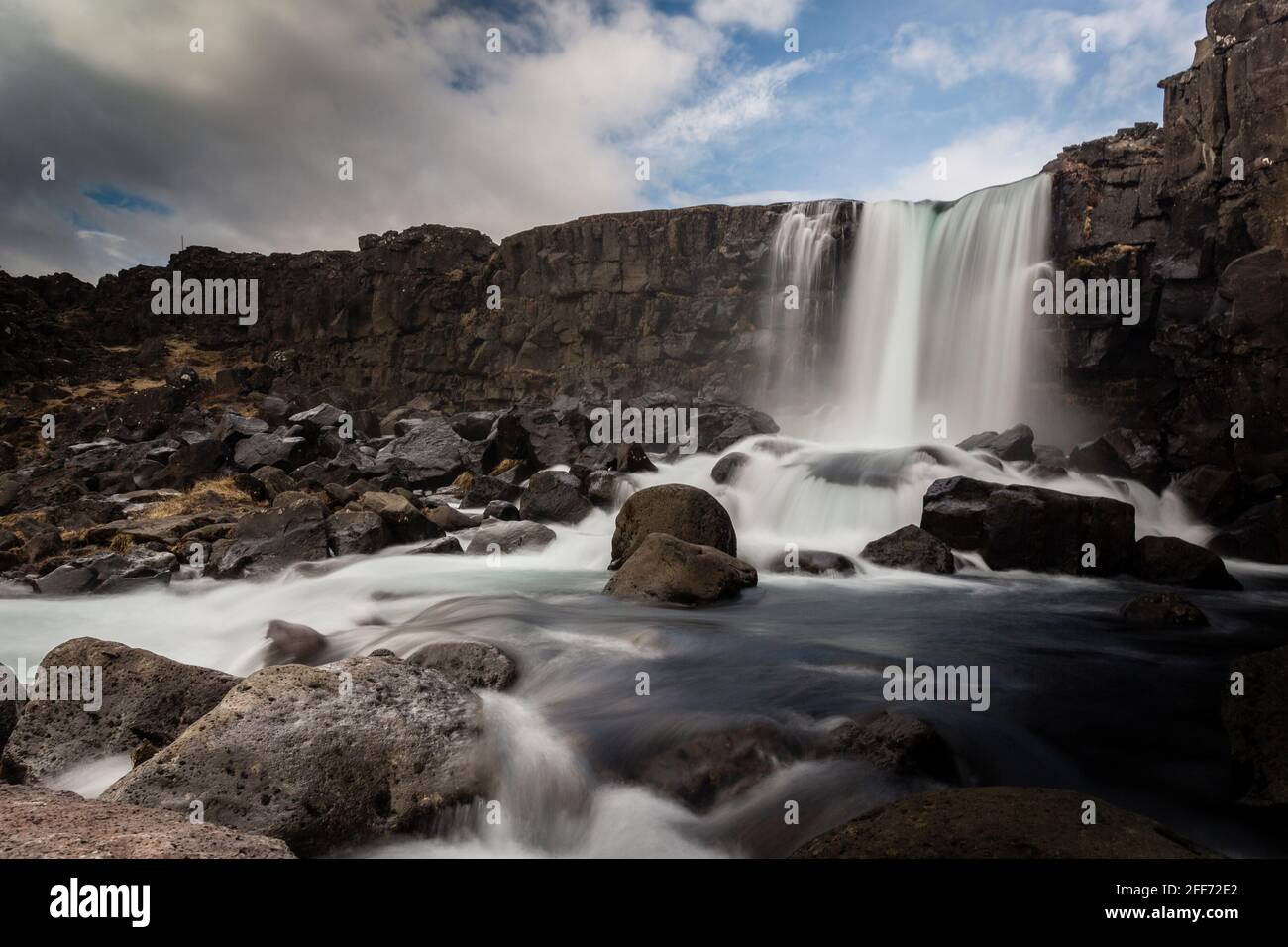 Oxarafoss waterfall in Thingvellir National Park Stock Photo - Alamy