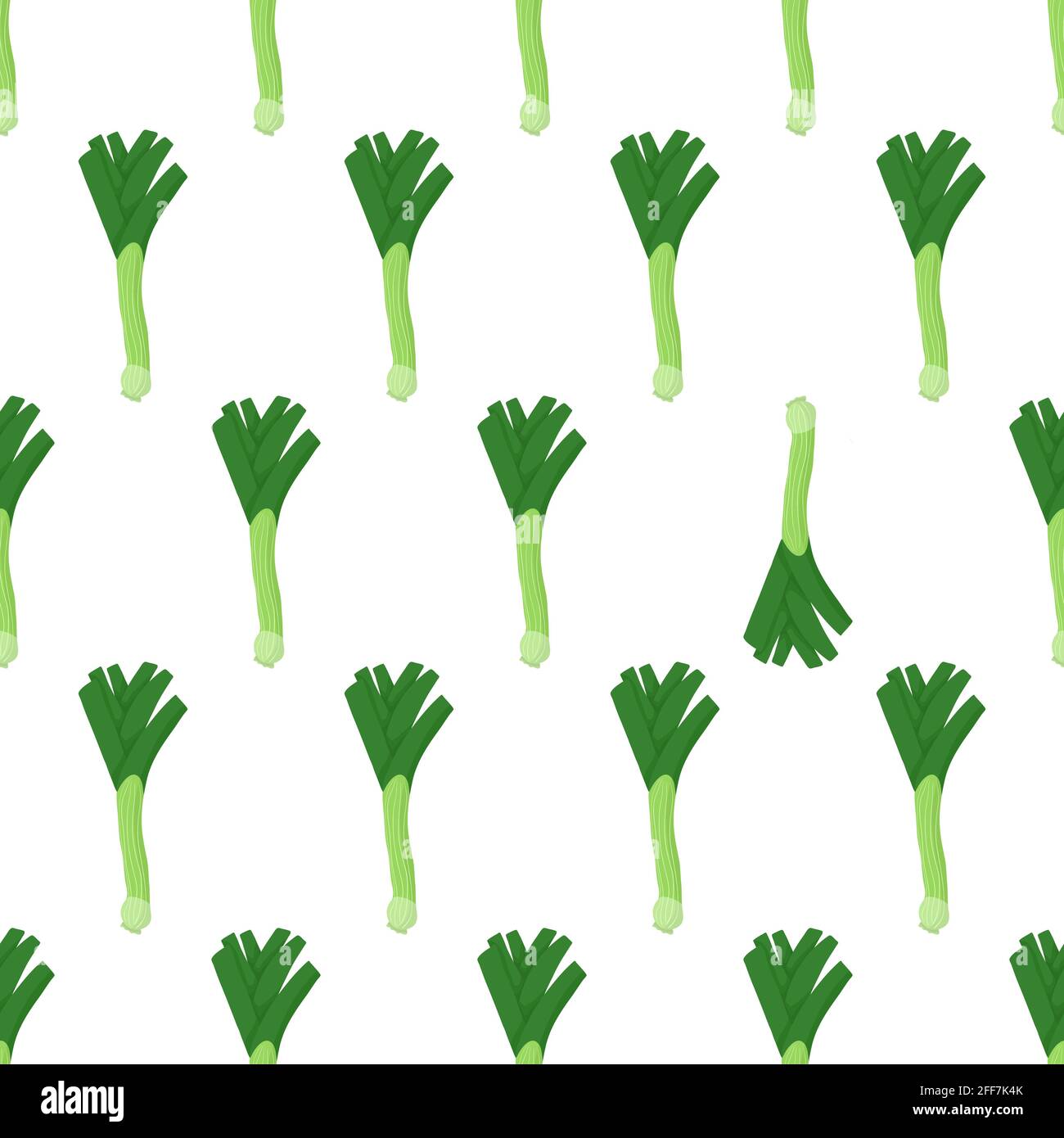 Hand drawn seamless pattern with green leek with catch eye elements for ...