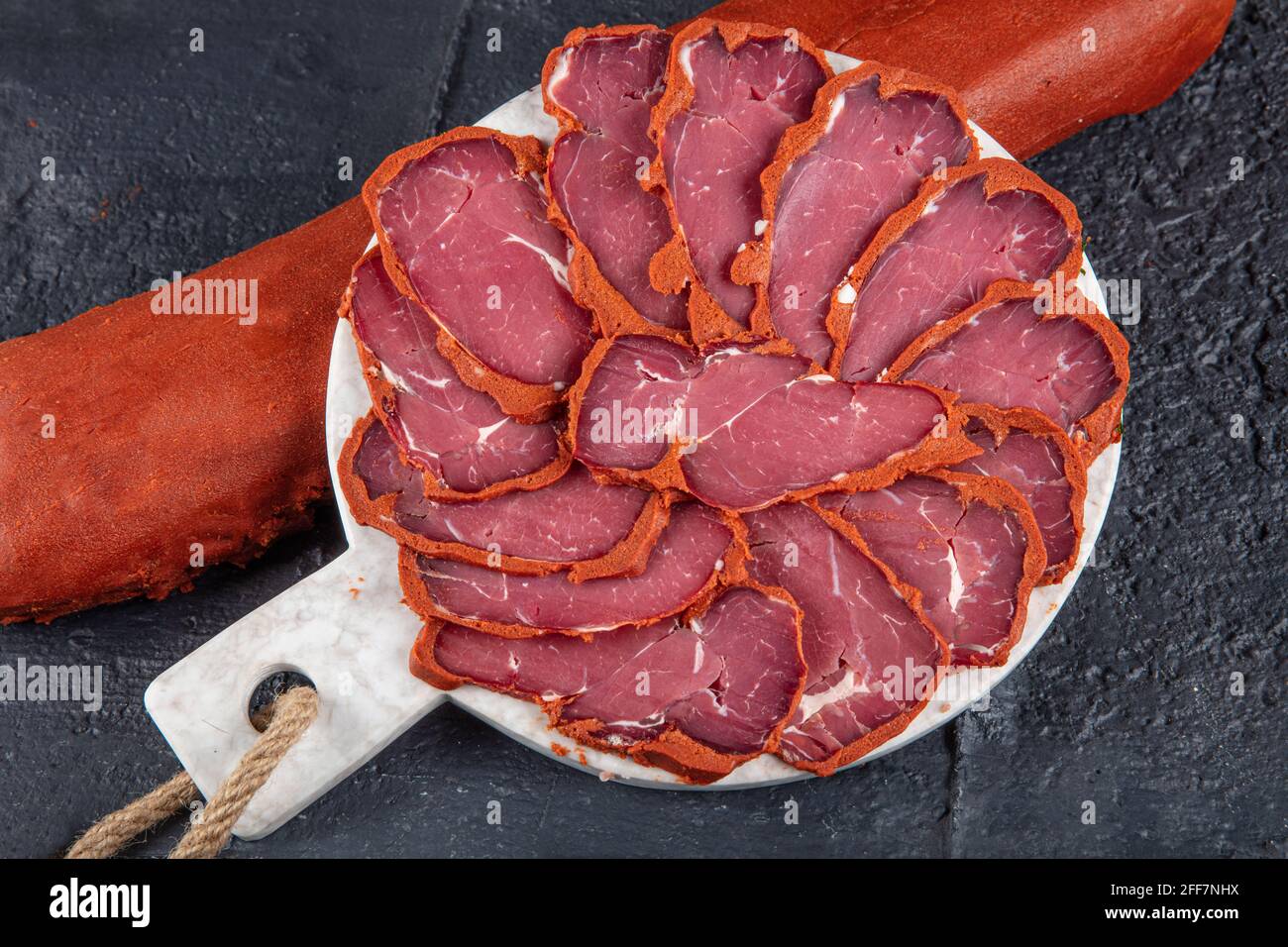 Turkish bacon, pastrami ( kayseri pastirma ) Fresh sliced pastrami ...
