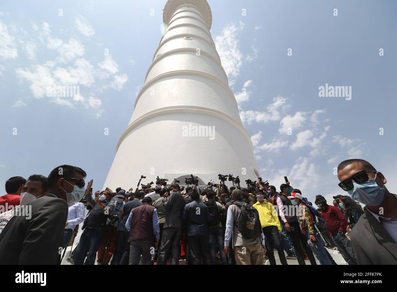 Kathmandu, Nepal. 24th Apr, 2021. Media personnel gather at the ...