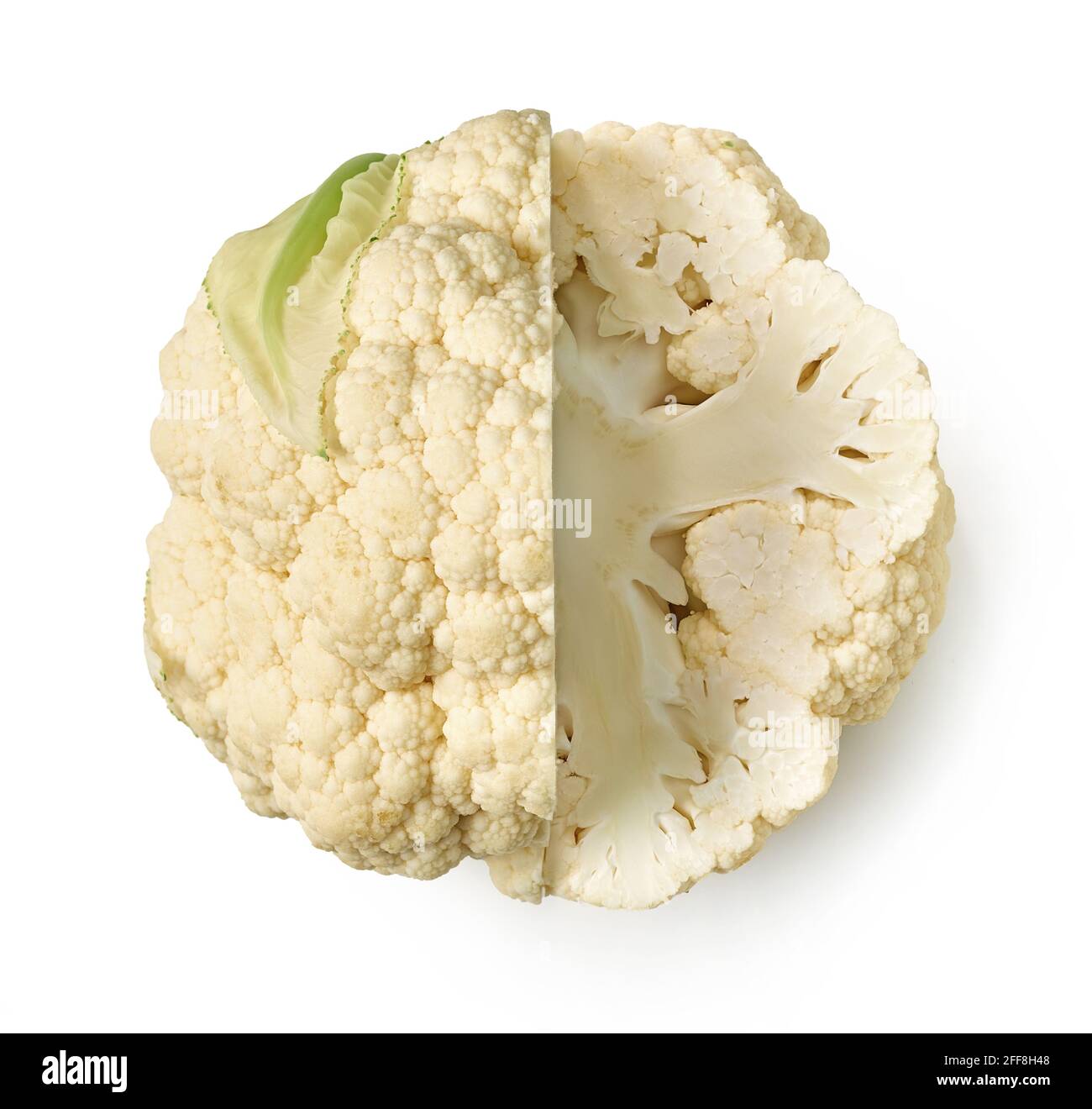 fresh raw cauliflower isolated on white background, top view Stock ...