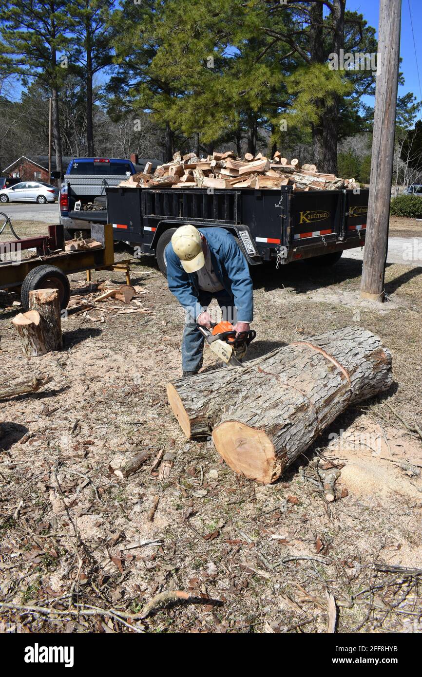 Cutting up a log hi-res stock photography and images - Alamy
