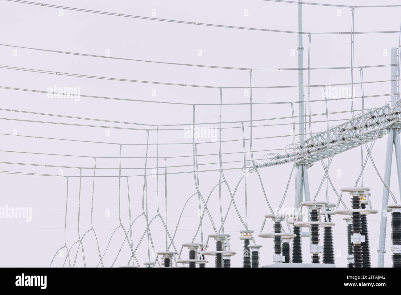 pole frames and wires in substations Stock Photo - Alamy