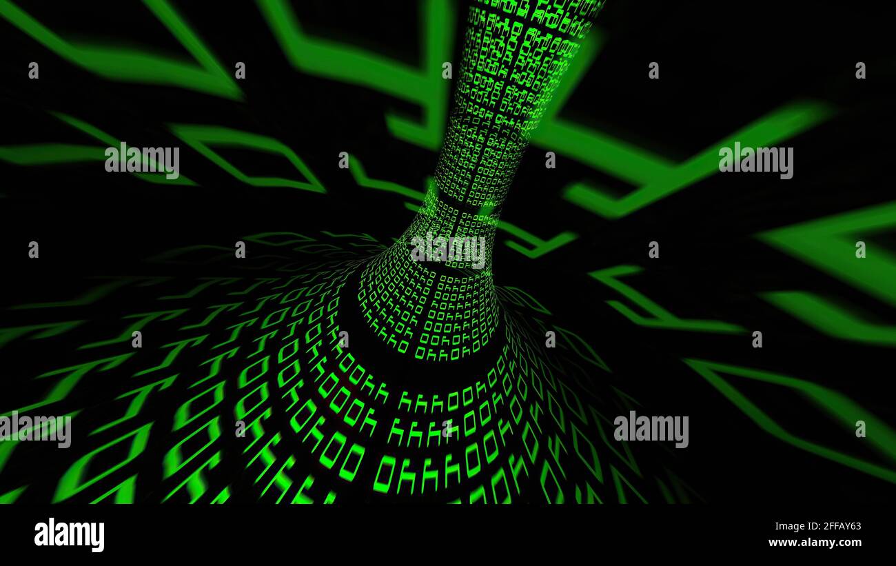 Driving through binary data tunnel Stock Photo - Alamy