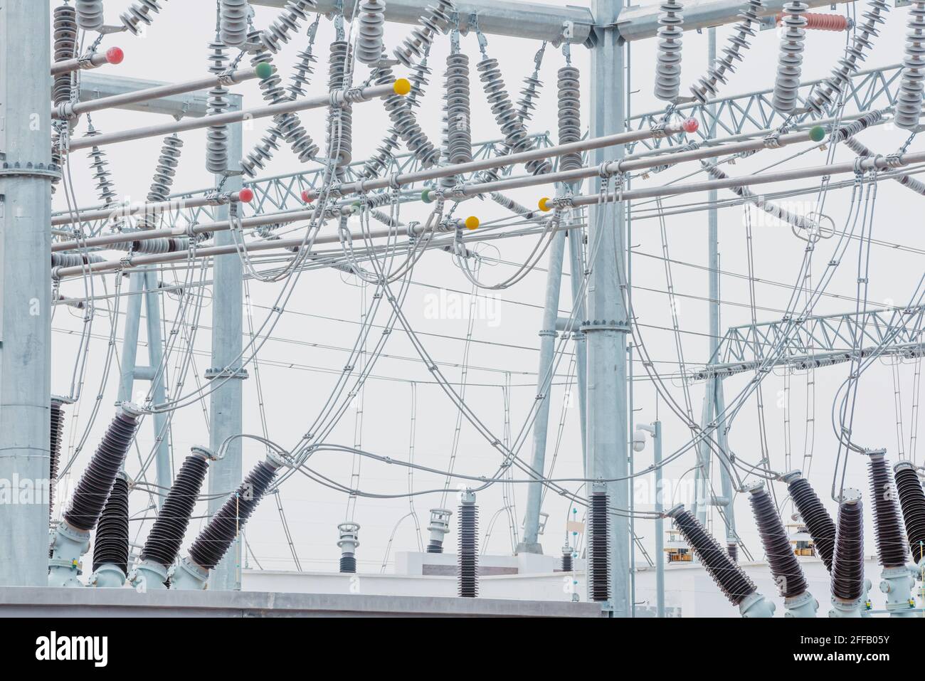 pole frames and wires in substations Stock Photo - Alamy