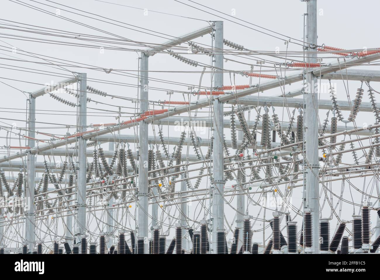 pole frames and wires in substations Stock Photo - Alamy