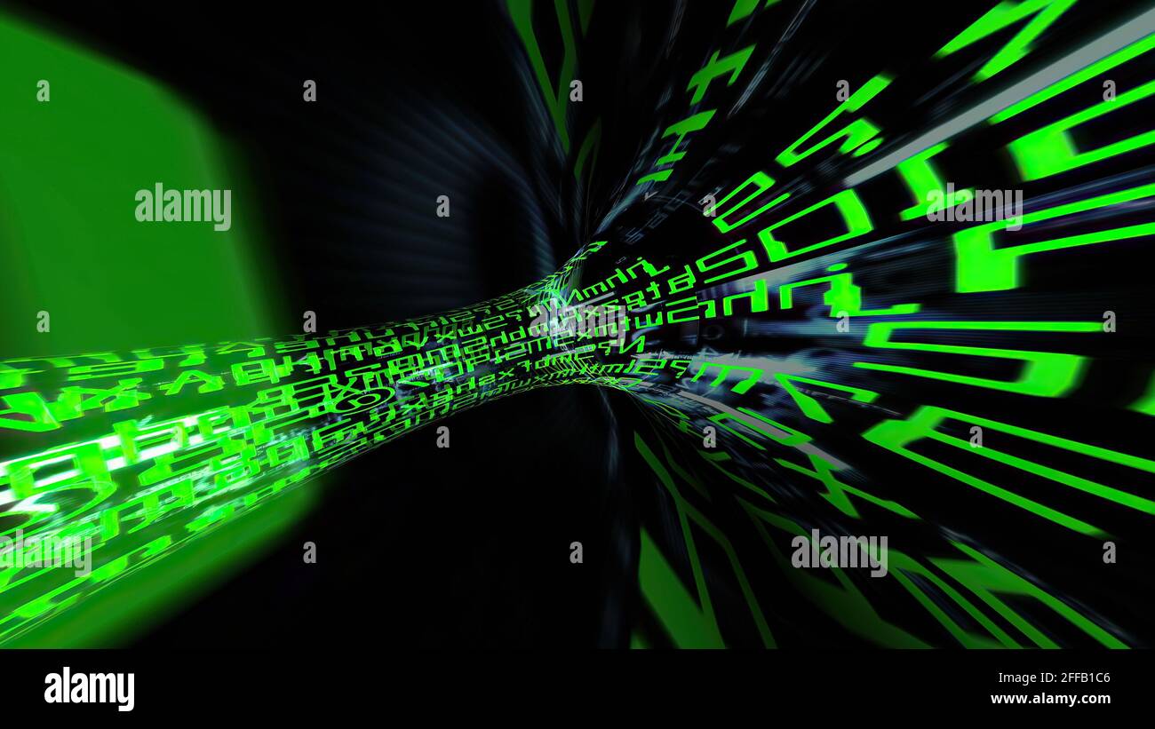 Driving through binary data tunnel Stock Photo - Alamy